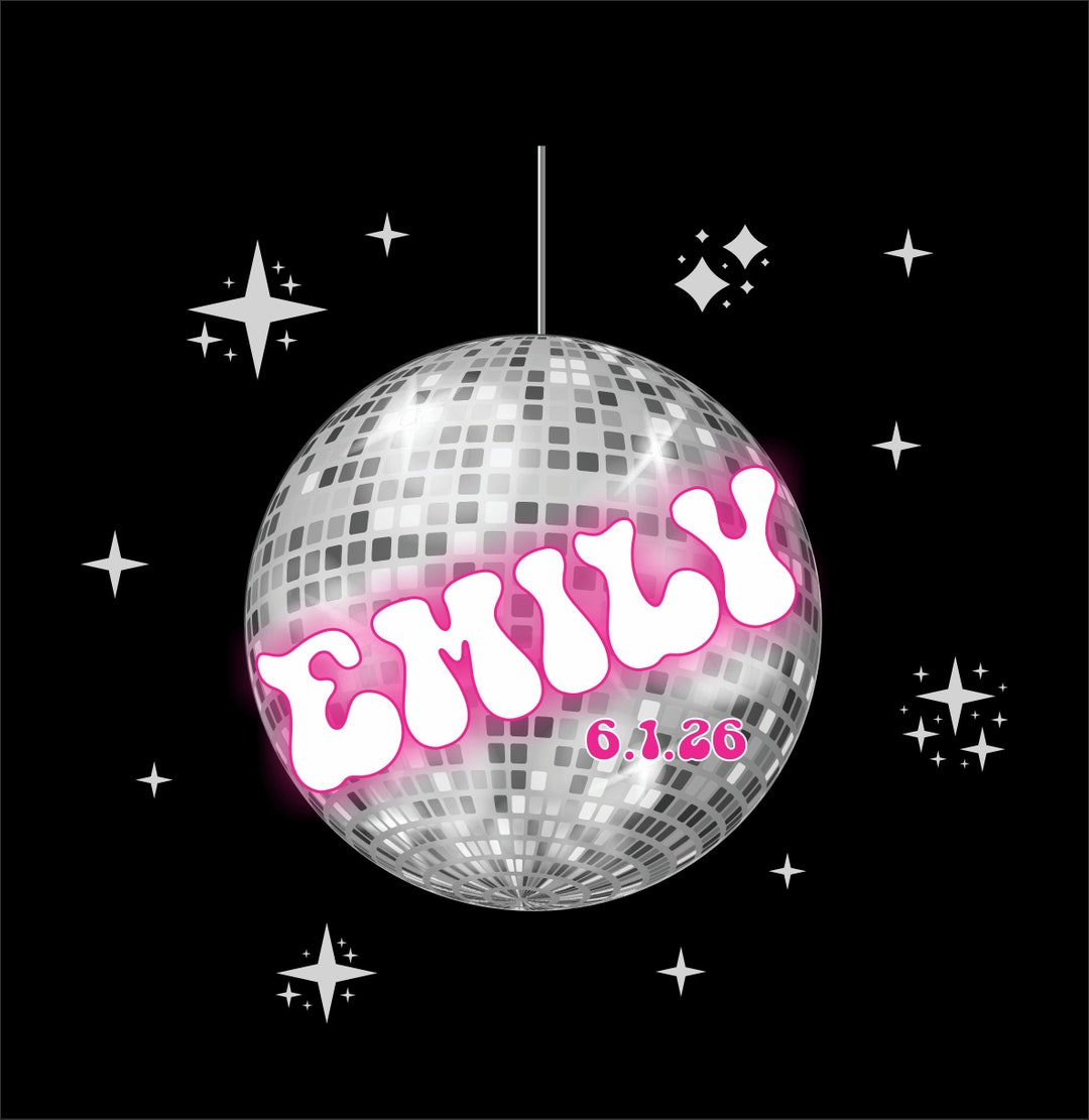 Silver Disco Ball With Neon Glow Bar or Bat Mitzvah Logo - Etsy