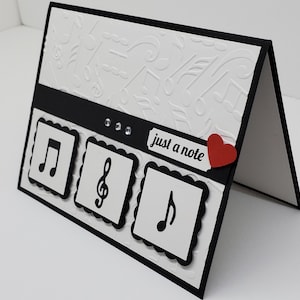 Just a Note Card, Embossed Note Card, Music Themed Note Card, Musical ...