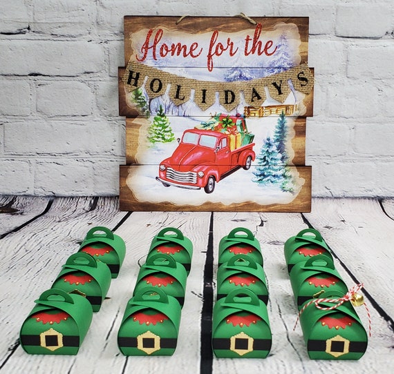 Christmas Elf Treat Box Christmas Gift Box Holiday Favor | Etsy