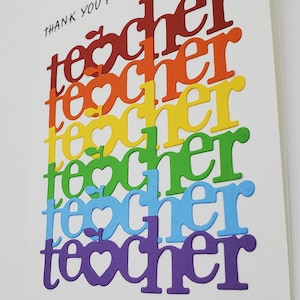 Thank You Rainbow Teacher Card,handmade Teacher Appreciation Rainbow ...
