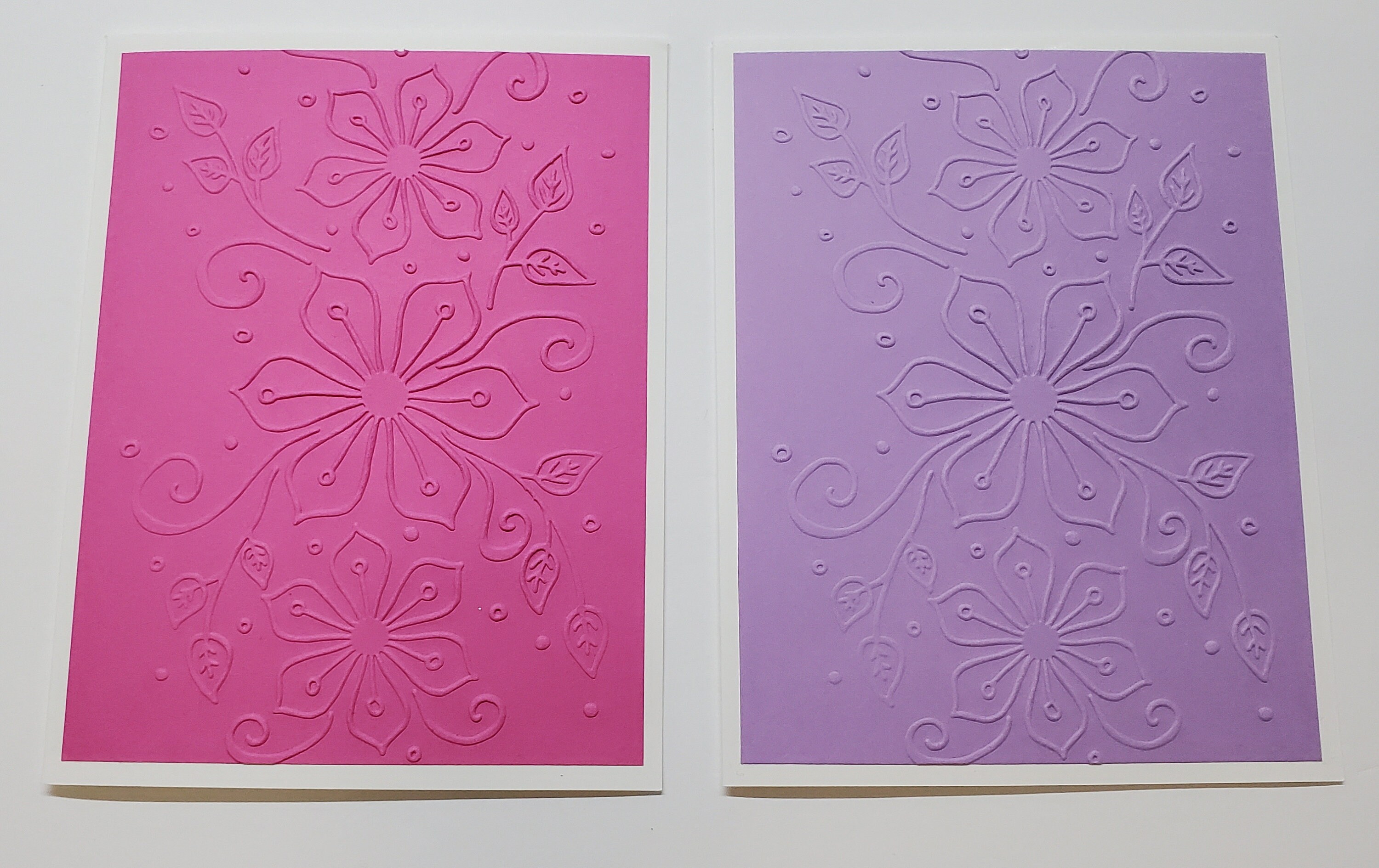 Set of 5 Colored Flower Embossed Cards With Envelopesthank - Etsy