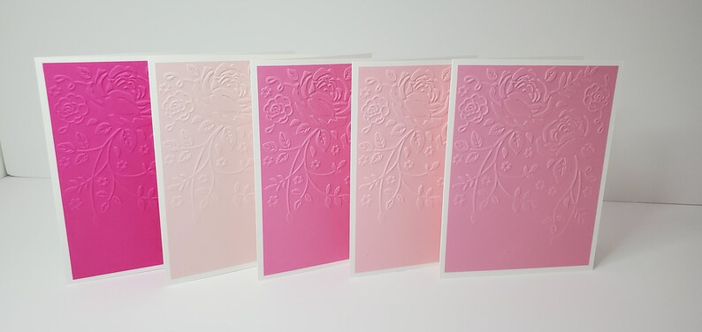 Set of 5 Rose Flowers Embossed Cards in Shades of Pink thank - Etsy