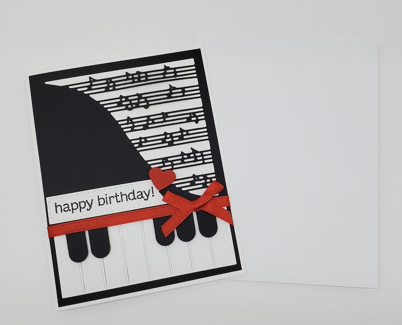 Piano Birthday Card Handmade Piano Card Birthday Card for | Etsy