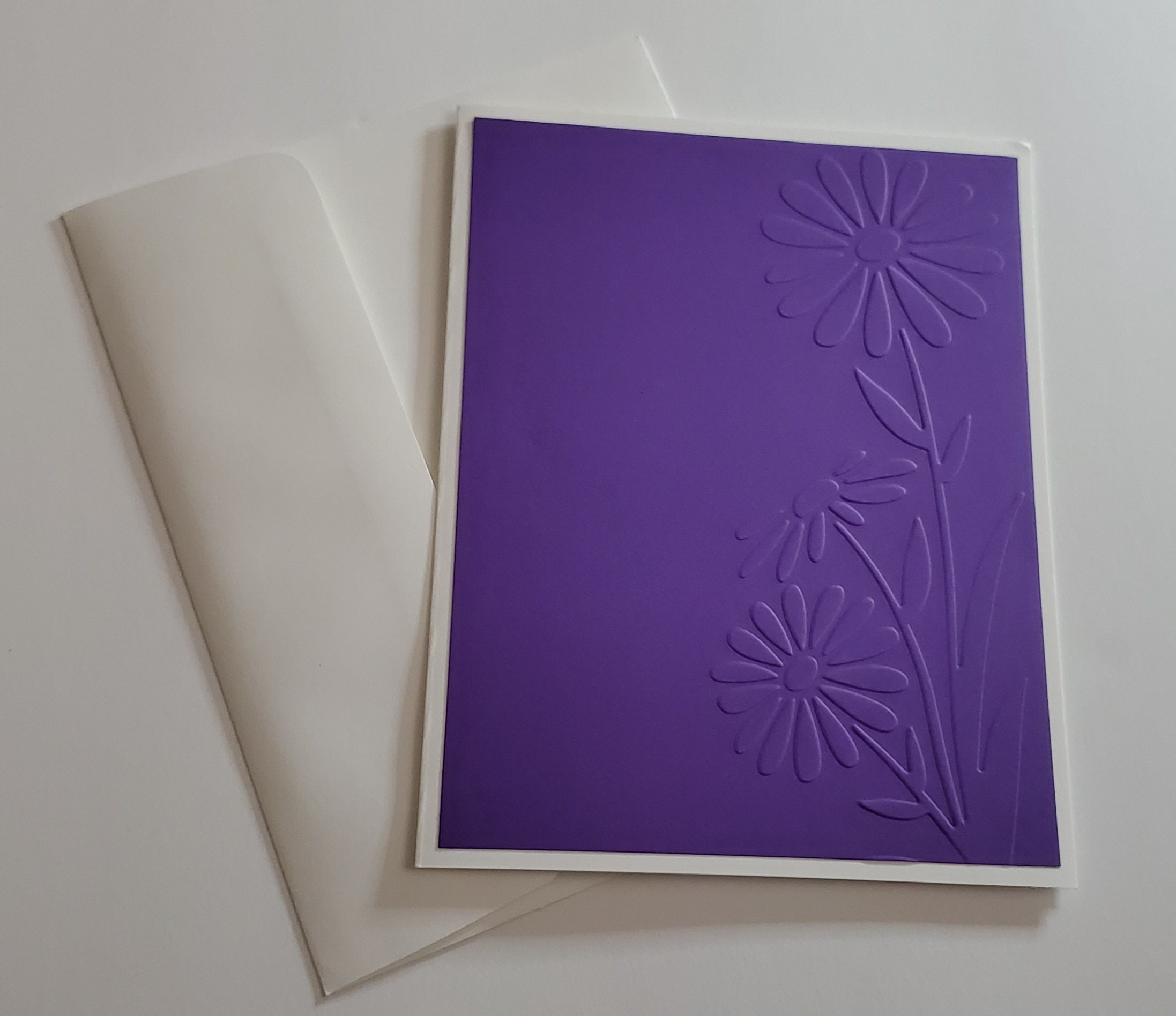 Set of 5 Daisy Flower Embossed Cards in Shades of Purple,thank You Note ...