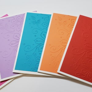 Set of 5 Colored Flower Embossed Cards With Envelopes,thank You Note ...