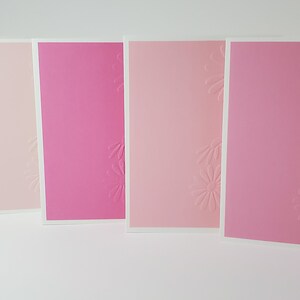 Set of 5 Daisy Flower Embossed Cards in Shades of Pink, Thank You Note ...