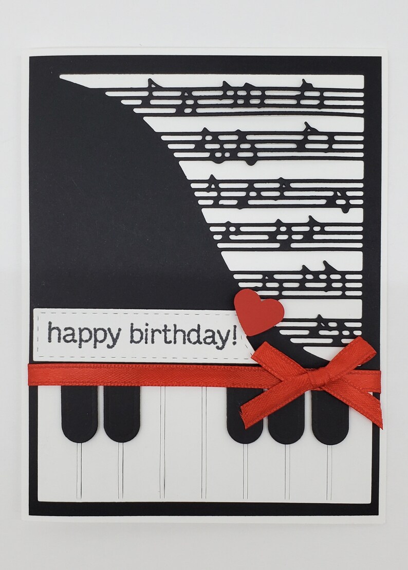 Piano Birthday Card Handmade Piano Card Birthday Card for | Etsy