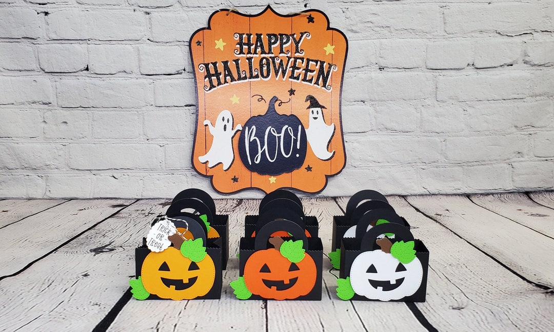 Halloween Pumpkin Treat Bags, Jack-o-lantern Favors, Trick or Treat ...