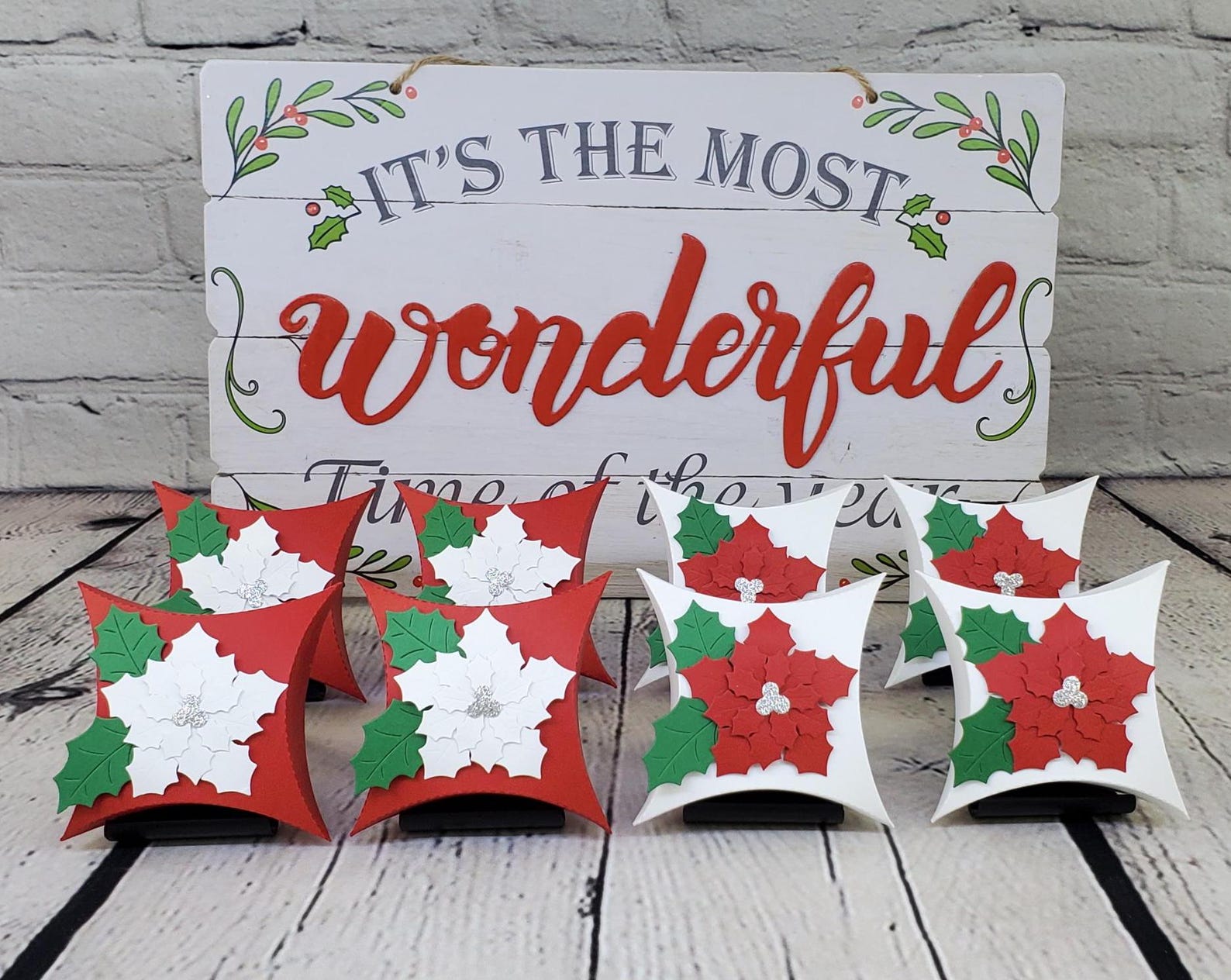Christmas Fancy Pillow Treat Boxes, Christmas Party Favor, Winter Favor ...