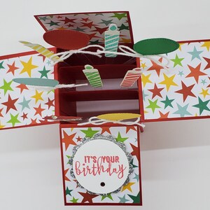 Birthday Pop Up Box Card with Balloons Candles & Cupcake 3D | Etsy