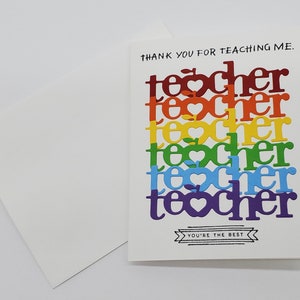 Thank You Rainbow Teacher Card,handmade Teacher Appreciation Rainbow ...