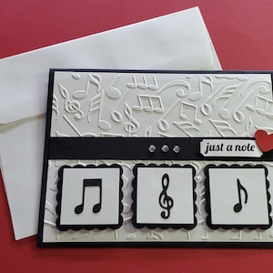 Just a Note Card, Embossed Note Card, Music Themed Note Card, Musical ...