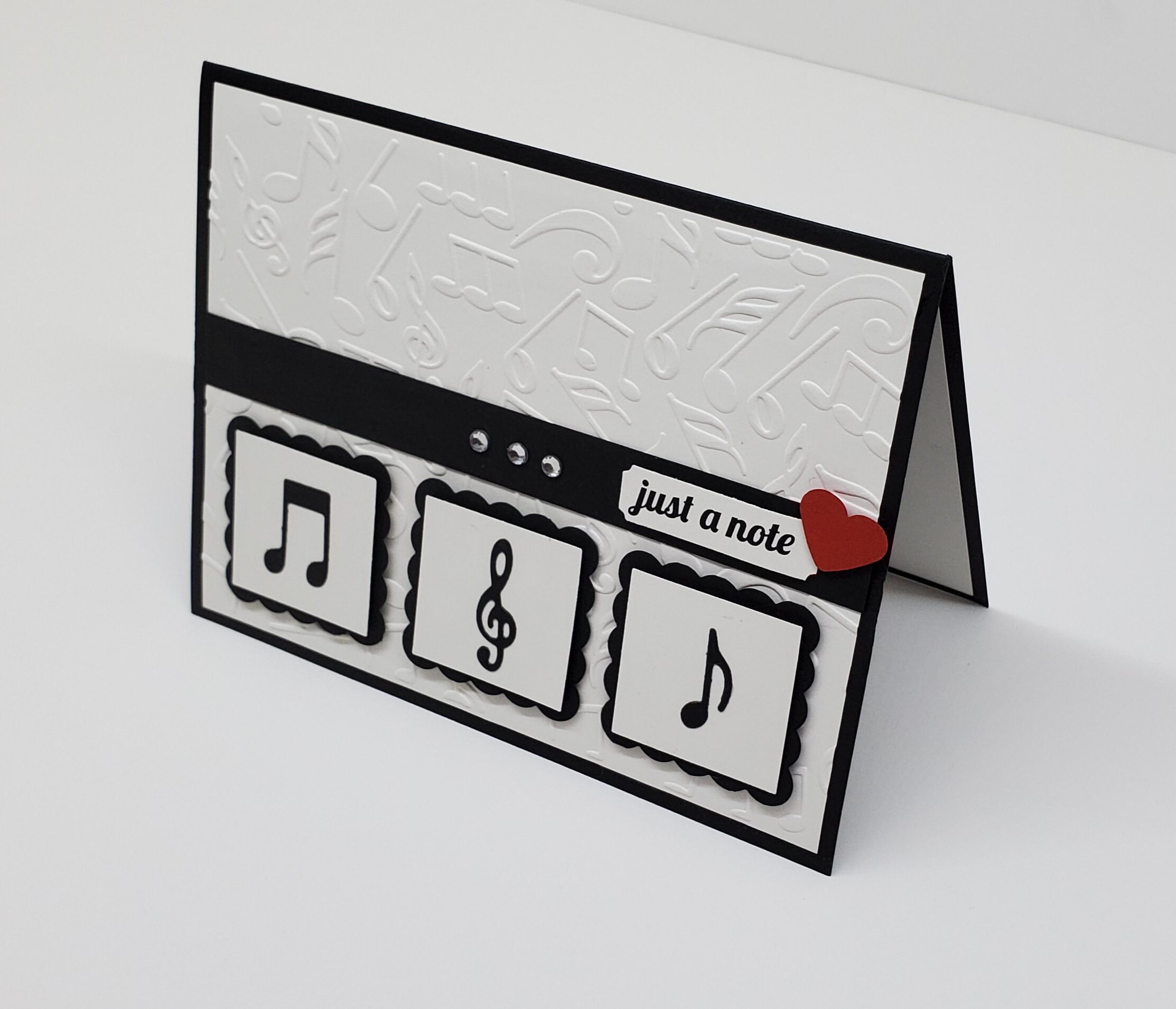 Just a Note Card, Embossed Note Card, Music Themed Note Card, Musical ...