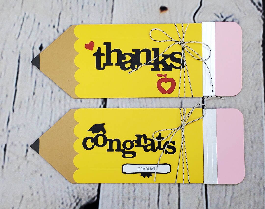 Pencil Gift Card Holder, Teacher Thank You Gift Card Holder, Back to ...