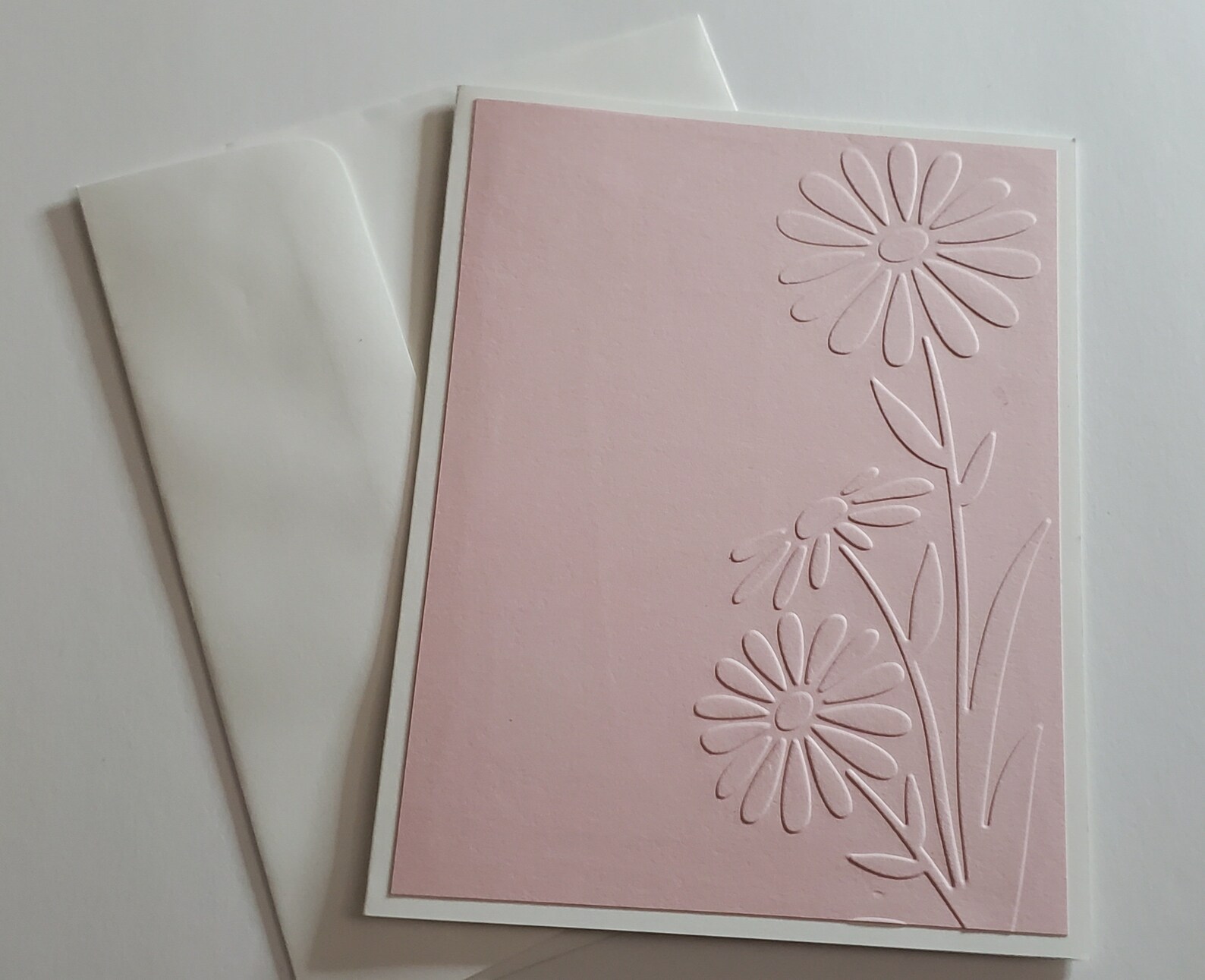 Set of 5 Daisy Flower Embossed Cards in shades of Pink Thank | Etsy
