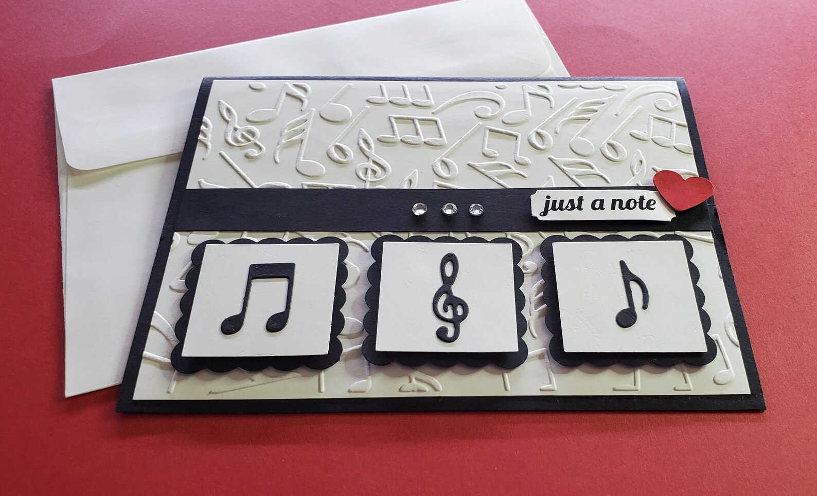 Just a Note Card Embossed Note Card Music Themed Note Card - Etsy