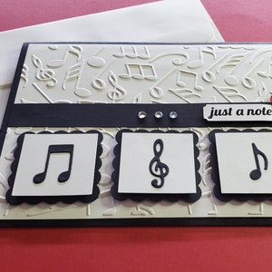Just a Note Card, Embossed Note Card, Music Themed Note Card, Musical ...