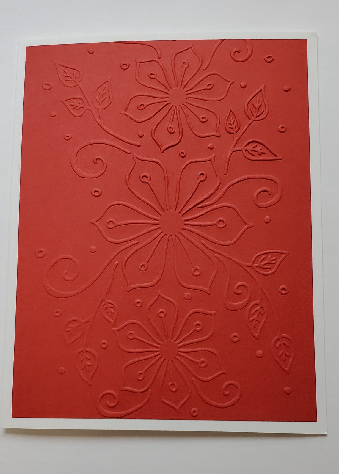 Set of 5 Colored Flower Embossed Cards With EnvelopesThank | Etsy