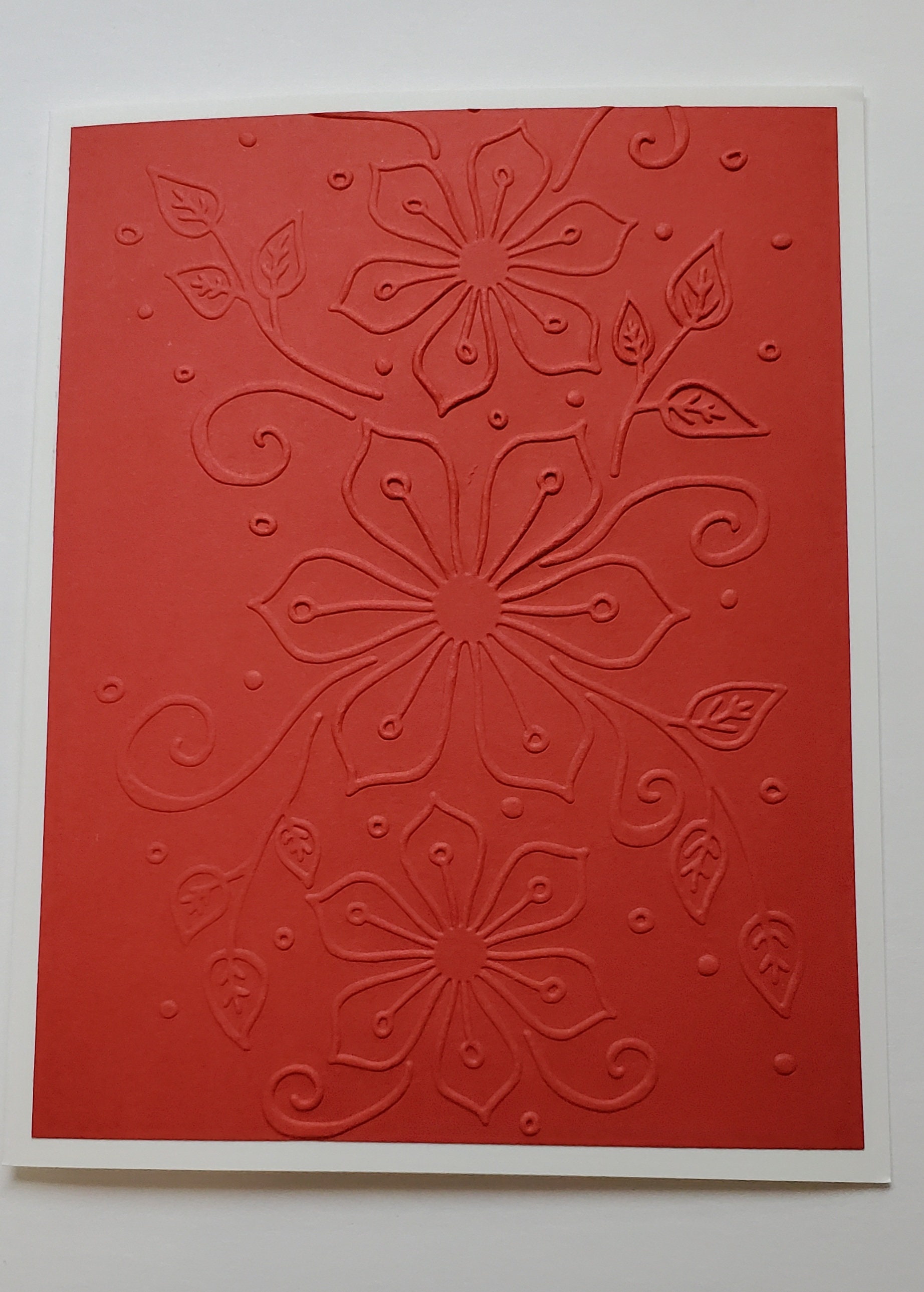 Set of 5 Colored Flower Embossed Cards With Envelopesthank - Etsy