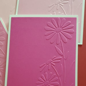 Set of 5 Daisy Flower Embossed Cards in Shades of Pink, Thank You Note ...