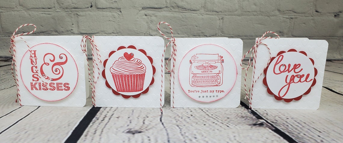 Set of 12 Handmade 3x3 Note Cards Valentine's - Etsy