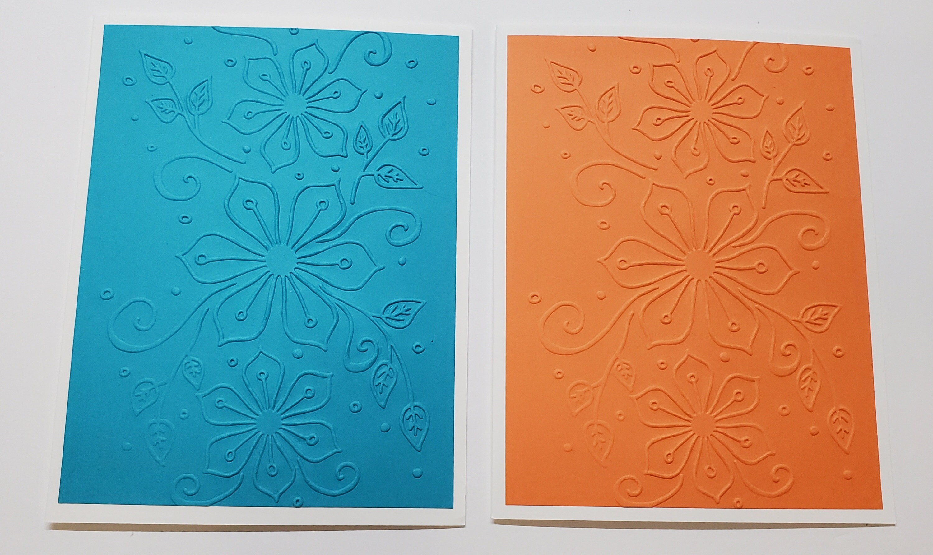 Set of 5 Colored Flower Embossed Cards With Envelopes,thank You Note ...