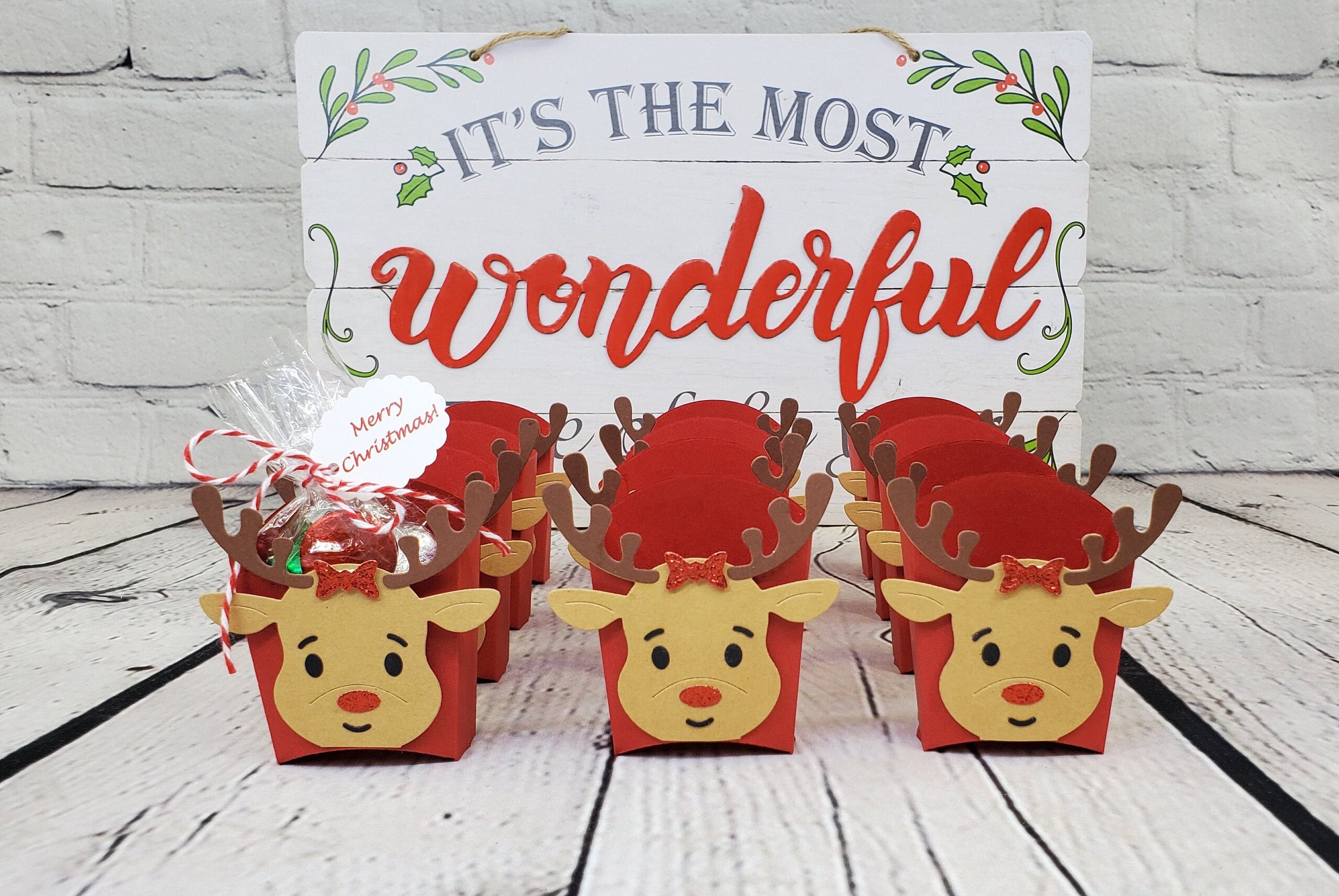 Christmas Reindeer Fry Treat Boxes, Reindeer Treat Boxes, Christmas ...