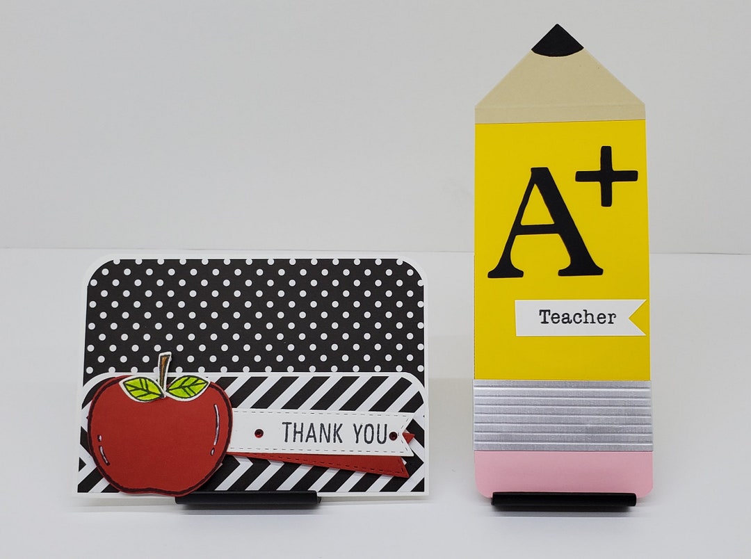 Set of 2,pencil A+ Teacher Gift Card Holder & Apple Thank You Gift Card ...