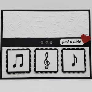 Just a Note Card, Embossed Note Card, Music Themed Note Card, Musical ...