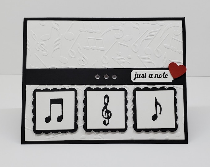 Just a Note Card Embossed Note Card Music Themed Note Card - Etsy