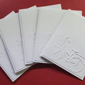 Set of 5 Bicycle Embossed Cards White With Envelopes,blank Note Card ...