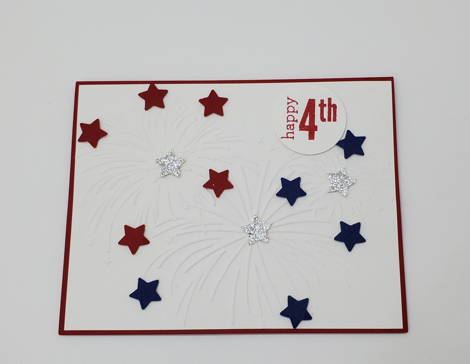 Fireworks 4th of July Note Card, White Embossed Independence Day Cards ...
