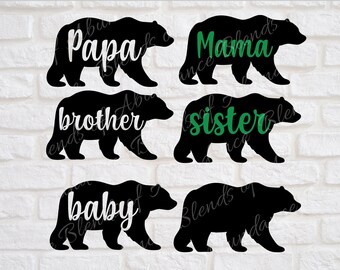 BEAR FAMILY SVG Bear Family Clipart Mama Bear Svg Papa Bear - Etsy