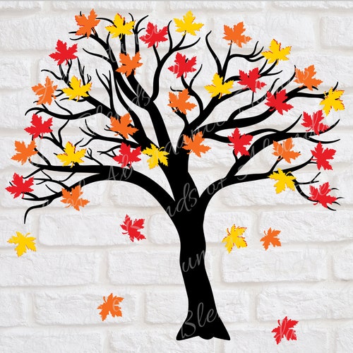 Autumn Tree SVG Fall Leaves SVG Thanksgiving Decor - Etsy