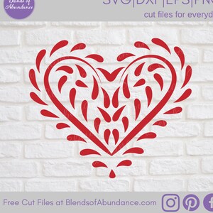 Heart SVG Heart Drops SVG Heart Flourish Svg Valentine - Etsy