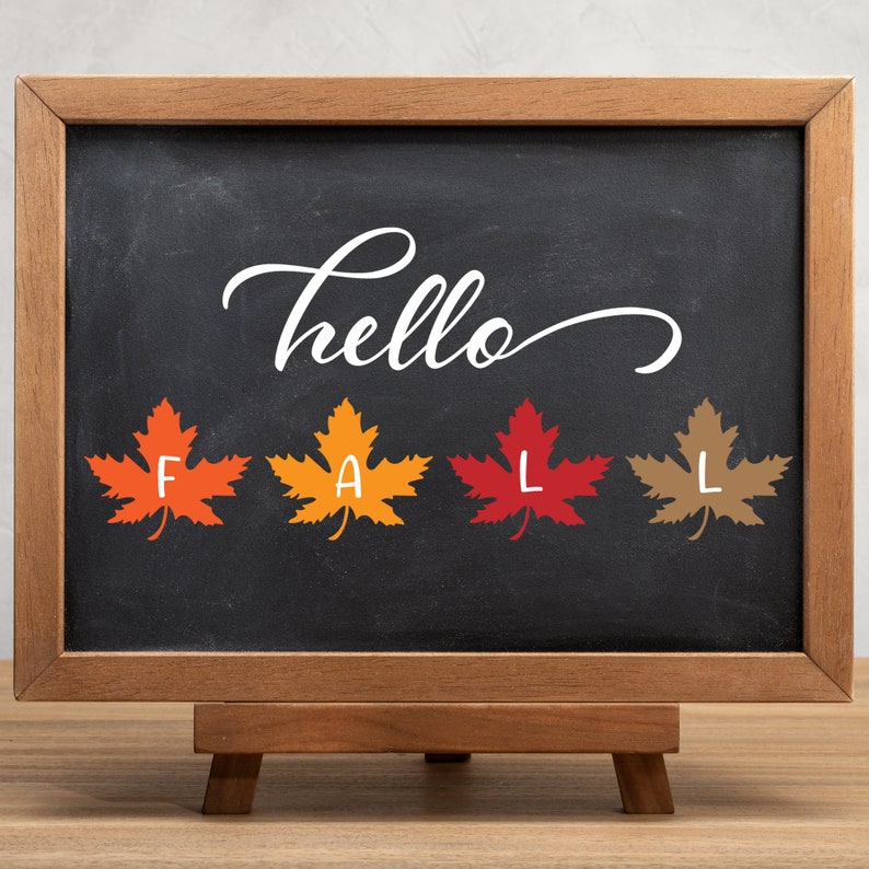 Hello Fall Leaves SVG Fall Leaves Pillow SVG Autumn Sign | Etsy