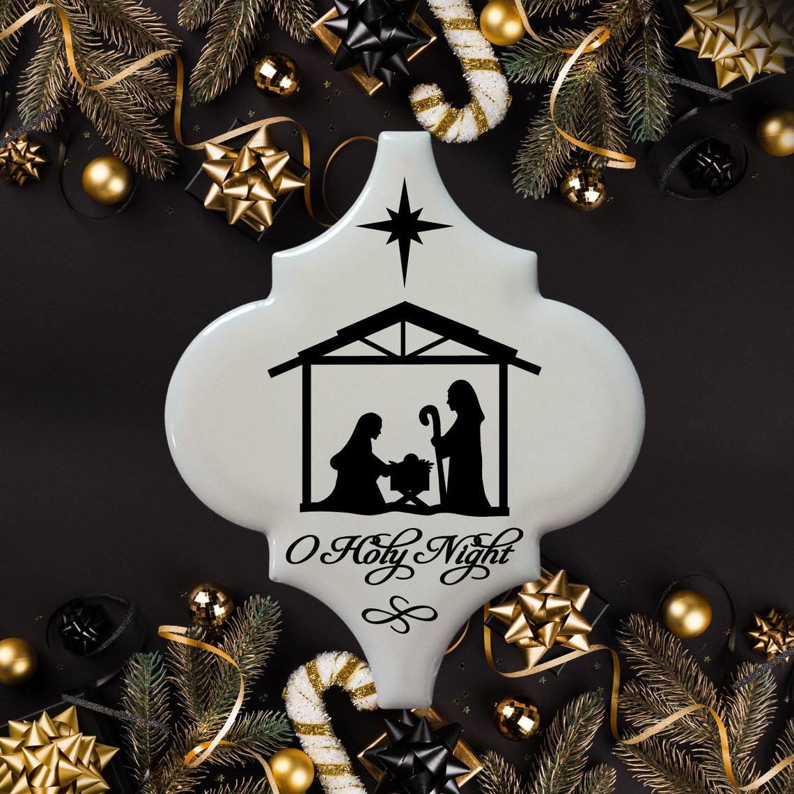 Nativity Ornament SVG, Tile Ornament SVG, Tile Ornament Template ...