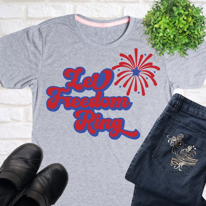 Let Freedom Ring Firework SVG 4th of July SVG Red White & | Etsy