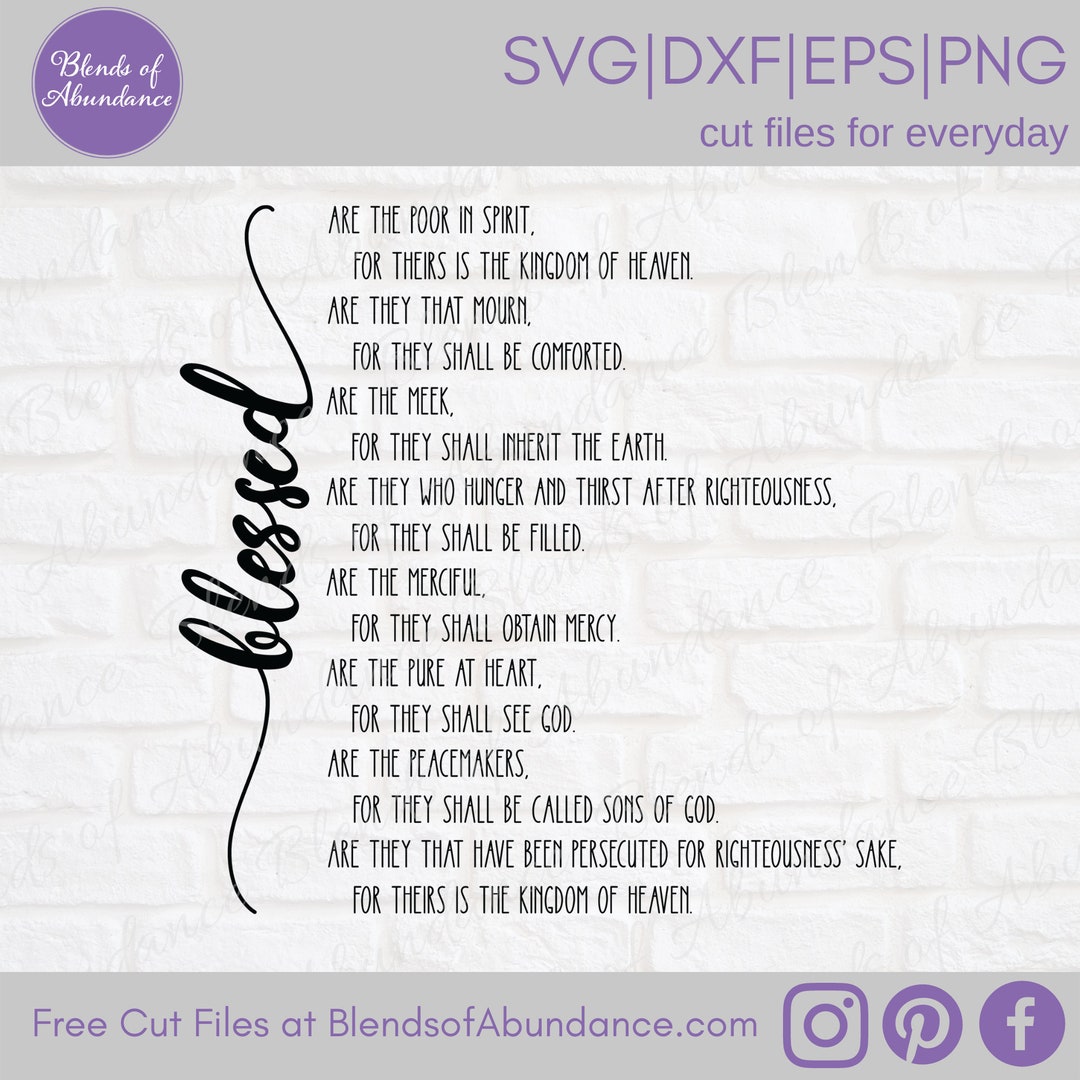 Blessed Are SVG - Beatitudes Wall Art SVG - Blessed Are the Peacemakers ...