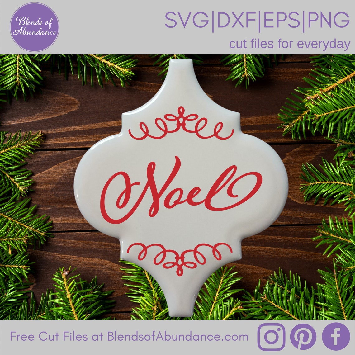 Noel Ornament SVG Tile Ornament SVG Tile Ornament Template | Etsy