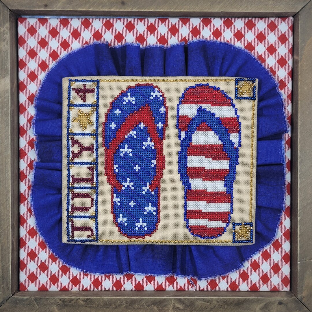 July 4 Block Flip Flops Cross Stitch Pattern PDF Designed by Angela ...