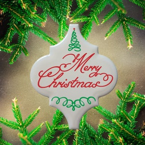 Merry Christmas Ornament SVG, Tile Ornament SVG, Tile Ornament Template ...