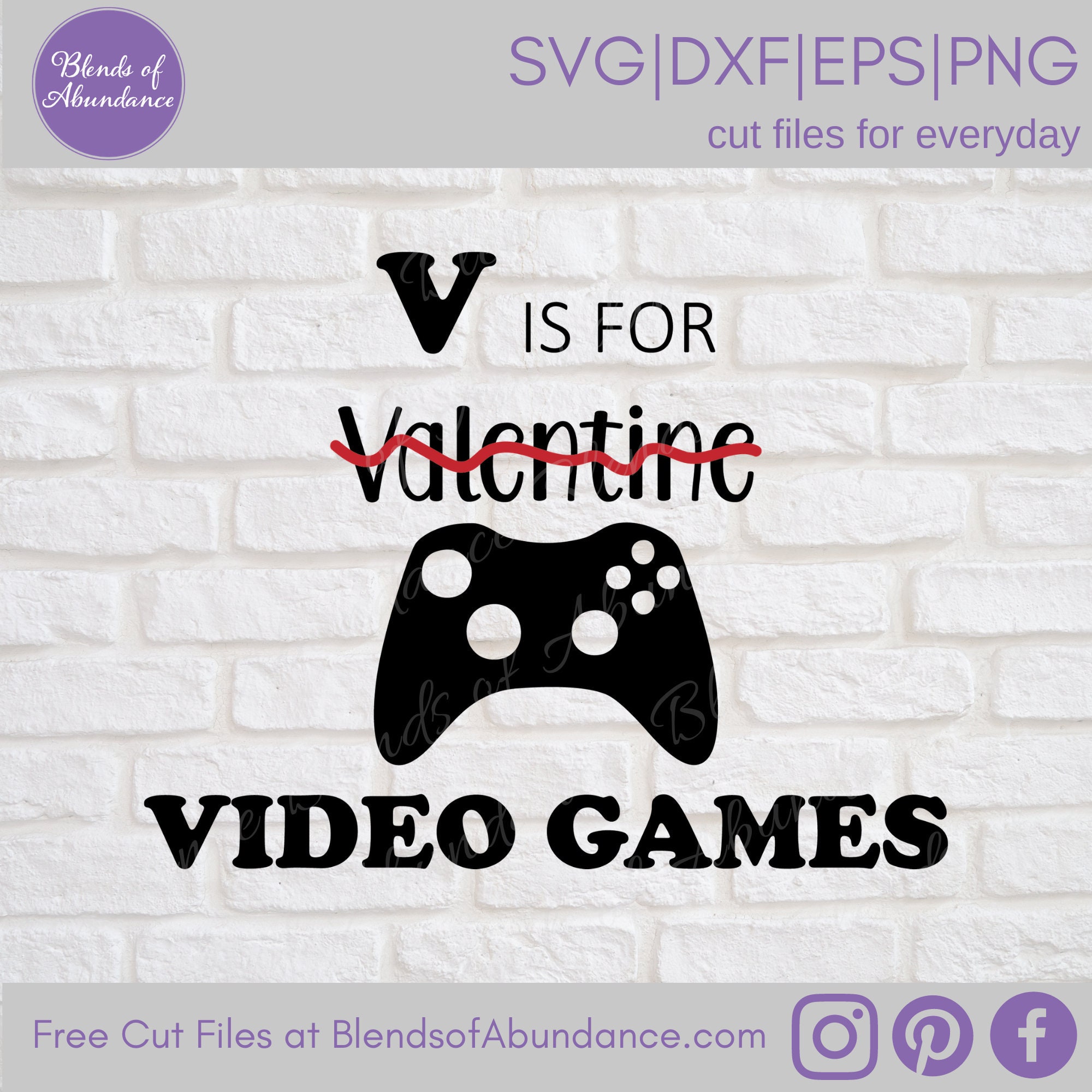 V is for Video Games SVG Valentine's Day SVG Boy Video | Etsy