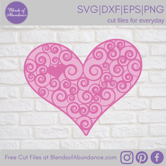 Swirl Heart SVG Curly Heart SVG Heart Flourish Svg | Etsy