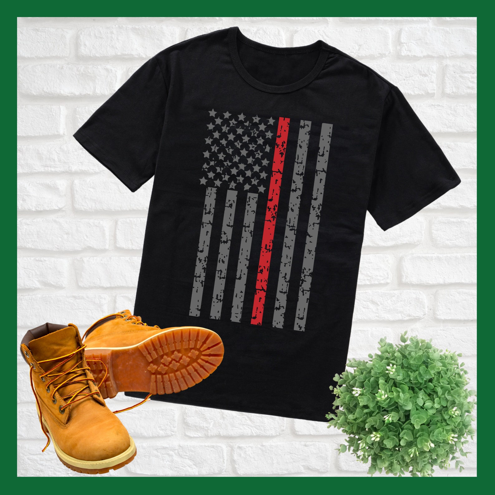 Firefighter Red Line Flag SVG Grunge Flag Svg Thin Red | Etsy