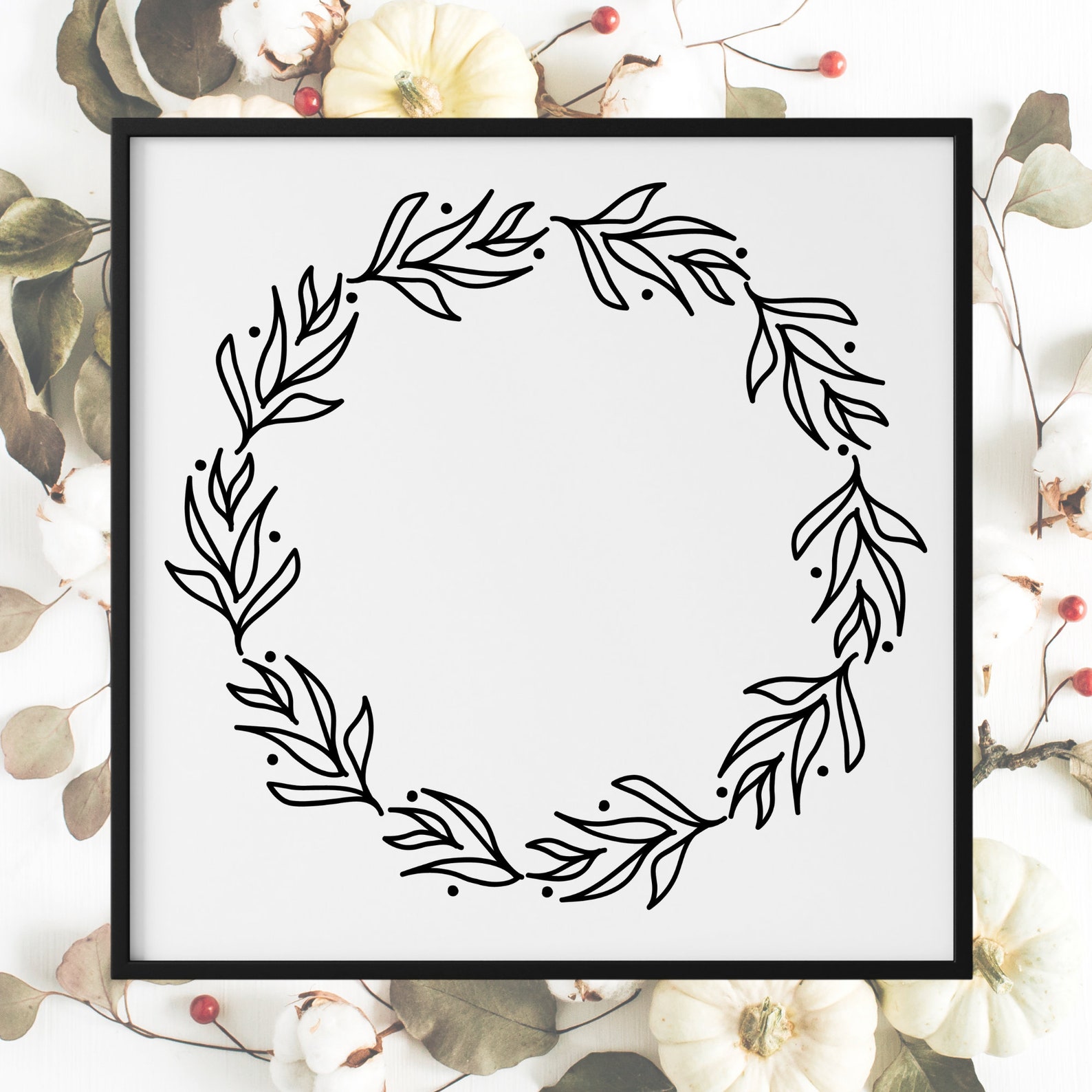 Wreath SVG Leaf Wreath SVG Circular Wreath SVG Country | Etsy
