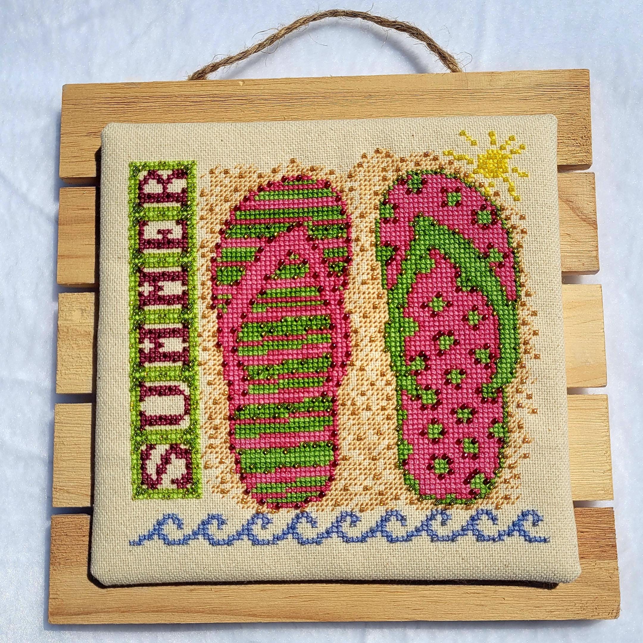 Summer Block Flip Flops Cross Stitch Pattern PDF Designed by Angela Koyles at From Dusk to Dawn ...