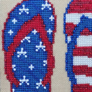 July 4 Block Flip Flops Cross Stitch Pattern PDF Designed by Angela Koyles at From Dusk to Dawn ...