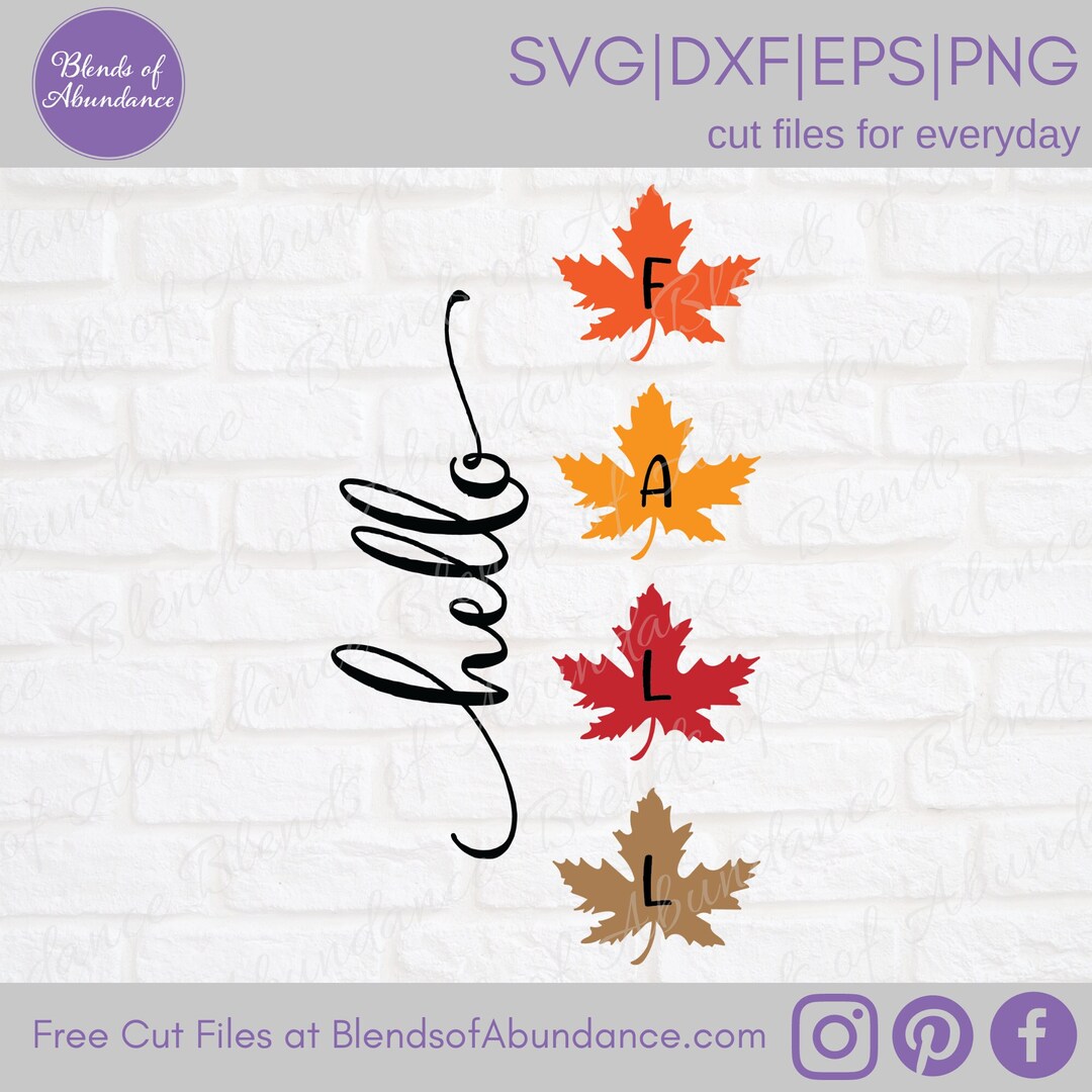 Hello Fall Leaves Vertical SVG Fall Leaves Pillow SVG - Etsy