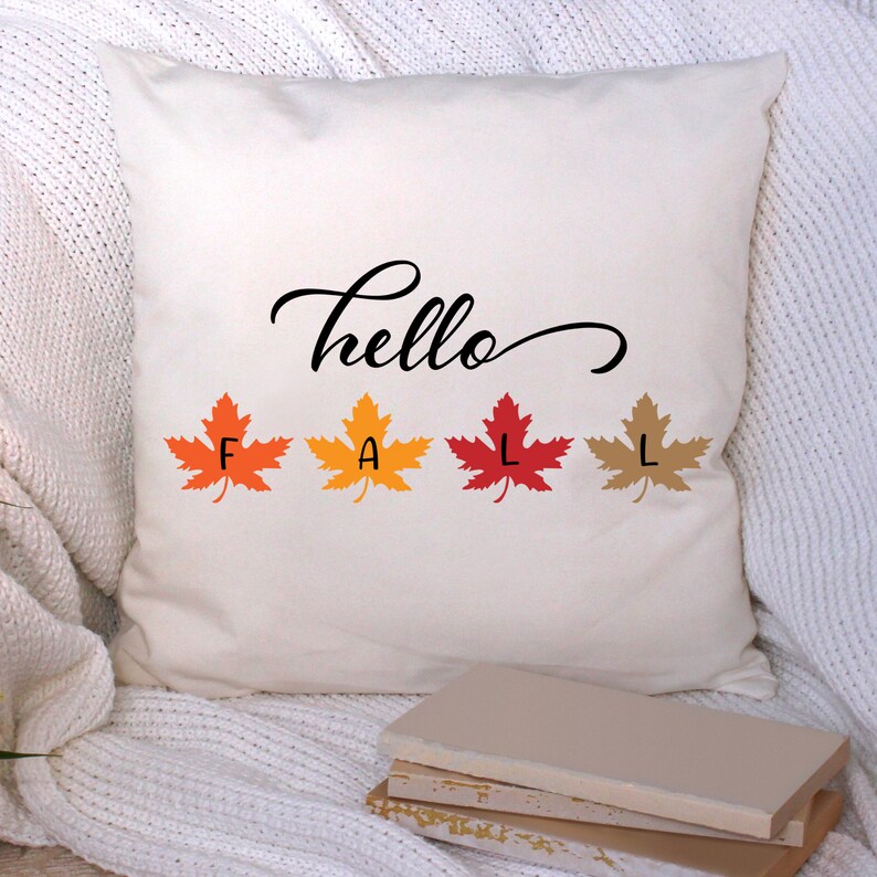 Hello Fall Leaves SVG Fall Leaves Pillow SVG Autumn Sign | Etsy